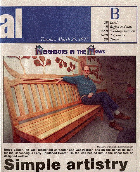 Newspaper article on my custom furniture job for the