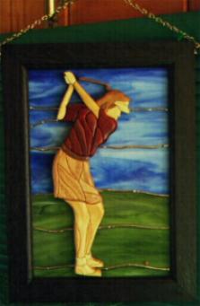 JeffArt Stained Glass/Intarsia - Lady Golfer